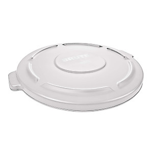 Rubbermaid Commercial FG260900WHT BRUTE Heavy-Duty Round Waste/Utility Container, 10-gallon Lid, White