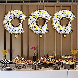 Donut Foil Balloon Doughnut Mylar Balloons Sweet Candy Balloon for Baby Shower Party Decoration White 6pcs