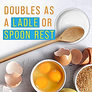 [1 Pack] Dual Purpose Egg Cracker Tool & Spoon Rest for Kitchen Counter - Simple Use Egg Breaker Tool Contains the Mess - Ceramic & Stylish Spoon Holder for Kitchen Counter