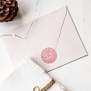 Grey Mustard Pink Christmas Stickers / 500 Modern Holiday Labels / 1.5" Winter Envelope Seals / 8 Alternating Festive Designs/Made in The USA