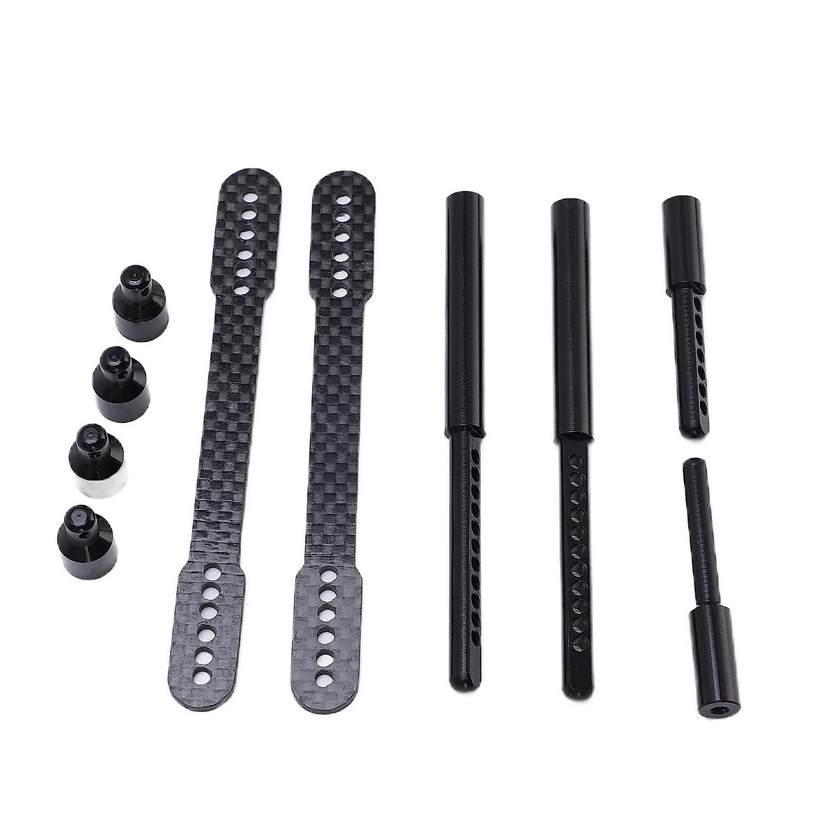 RC Car Body Post Mounts, Carbon Fiber + Aluminum Alloy RC Car Front and Rear Shell Column Kit Compatible for AXIAL SCX10 90046 90047