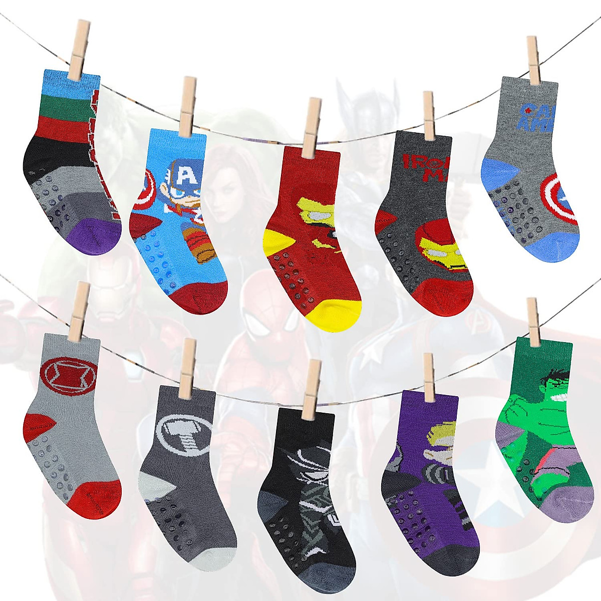 Marvel Legends Superhero Boys Socks, Toddler Socks & Kids Socks, Quality Made Little Boys Socks & Toddler Boys Avenger Socks