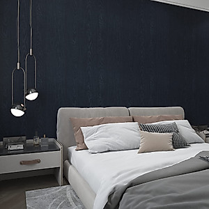 Decotalk Wood Contact Paper 17.7"x200" Navy Wood Grain Contact Paper Peel and Stick Navy Wallpaper for Bedroom Removable Wallpaper Wood Contact Paper for Cabinets, Wood Look Wallpaper Self Adhesive