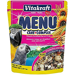Vitakraft Menu Premium Parrot Food - Vitamin-Fortified - Macaw, Amazon, Conure, and Parrot Food for Large Birds 5 Pound (Pack of 1)
