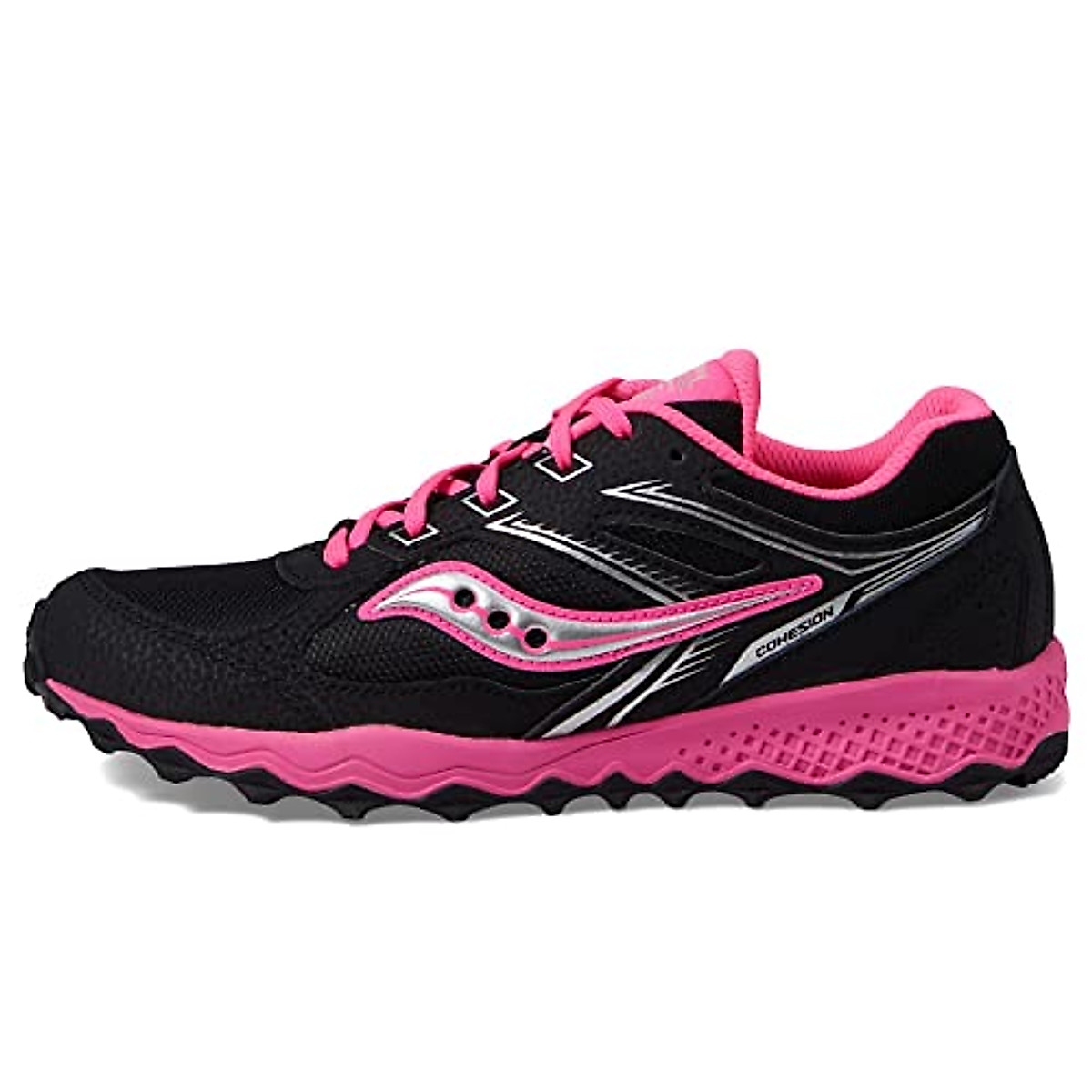 Saucony Cohesion Tr14 Lace to Toe Sneaker, Black/Pink, 2 US Unisex Big Kid