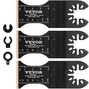 VEVOR 3PCS Carbide Oscillating Tool Blades, Universal Quick Release Oscillating Saw Blades, Multitool Tool Blades for Hard Material, Metal, Nails, Bolts, Fit Dewalt Milwaukee Hitachi Chicago