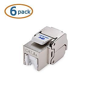 Cable Matters UL Listed 10Gbps 6-Pack RJ45 Shielded Cat6A / Cat6 Keystone Jack with Integrated Shutter