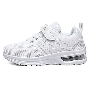 IGBAY White Sneakers Shoes for Toddlers Boys Girls Cheer Shoes Kids Shoes for Running and Athletic Sizes 12.5 Little Kid
