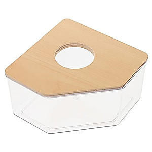 PATKAW Hamster Sand Bathtub Acrylic Clear Sand Bath Box with Wooden Lids Small Animal Shower Hideout Sand Bath Container for Chinchilla Gerbil Little Animal