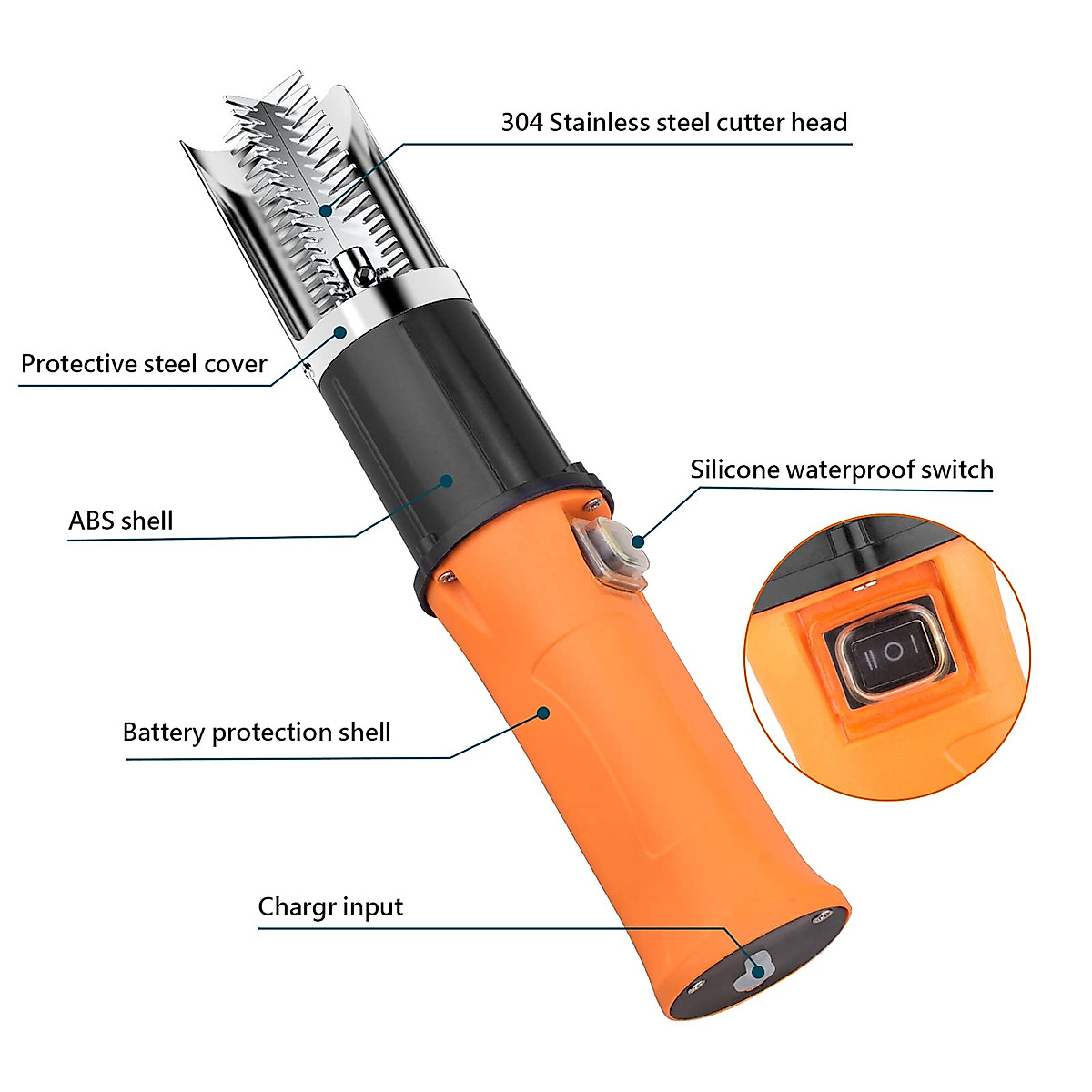 Amzchen Electric Fish Scaler Remover Cordless, Scaler, Scraper, Battery Operated Cleaner Waterproof Design Seafood Tools for Market and Home Kitchen