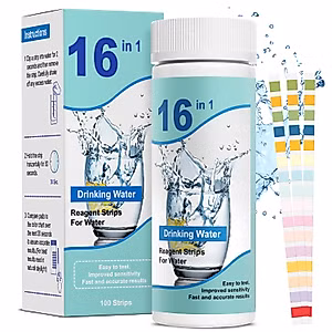 Drinking Water Test Kit Strips: Drinking Water Test Kit - Home Water Testing Kits for Well Tap - Well Water Testing Strips 16 in 1 and 100 Strips for Lead Hardness pH Iron Copper Chlorine and More