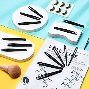 Mudder 24 Pieces Eyebrow Tweezers Bulk Stainless Steel Slanted Tip Precision Tweezers for Facial Hair, Blackhead and Tick Remover, Men and Women Professional