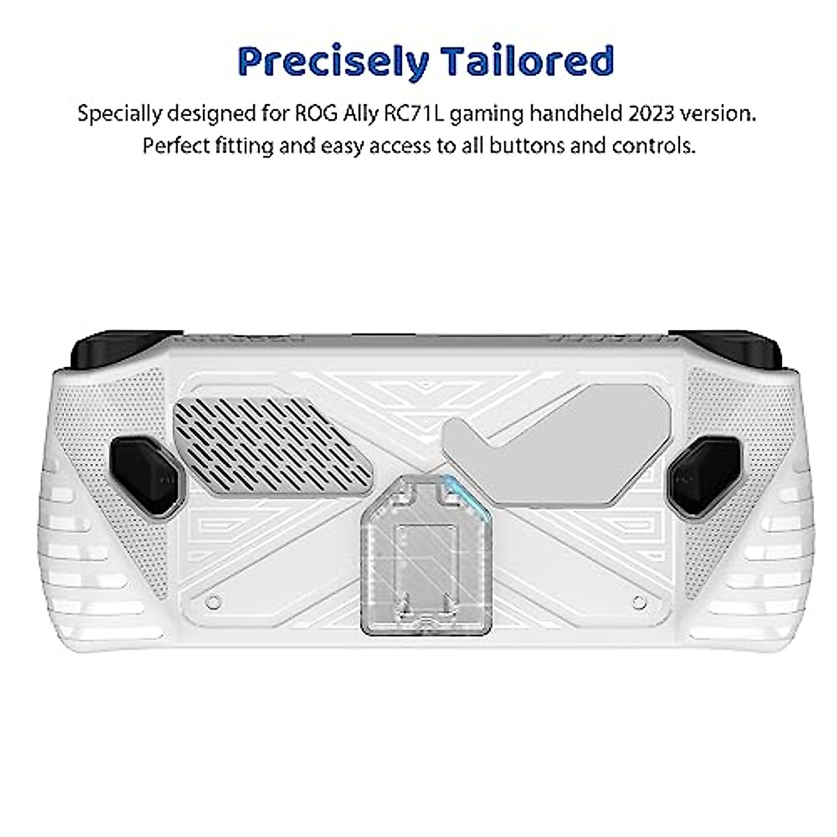 Protective Case for Rog Ally with Kickstand, DOBEWINGDELOU TPU Protector Case Cover Skin with Foldable Stand Accessories for Rog Ally Game Handheld 2023, Shockproof Non-Slip Anti-Collision White
