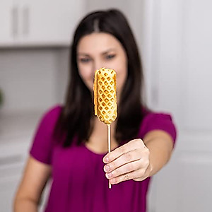 Lumme Waffle Corn Dog Maker Cheese on a stick, Corn Dog Sticks Included, Family Fun experience quick and easy mix any batch 6 corn dog maker non-stick Plate perfect for birthday parties Black