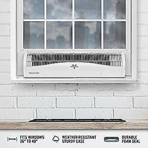 Vornado TRANSOM Window Fan with 4 Speeds, Remote Control, Reversible Exhaust Mode, Weather Resistant Case, Whole Room, Ice White