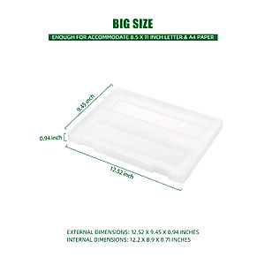 Denkee 4 Pack A4 File Portable Project Case, Plastic Storage Box for 8.5" x 11" Letter A4 Paper, Documents Magazines Paper Protector, Office School Supplies Accessories Storage Organizer Boxes (12.2 x 8.9 x 0.71 in)