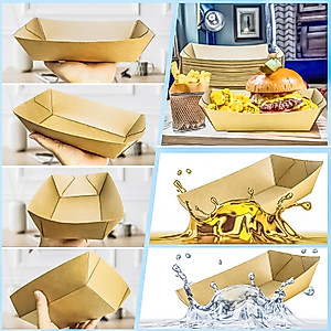 MotBach 50 Pack 5LB Extra Large Paper Food Boats Trays Disposable Paper Boats, Heavy Duty Food Boats, Paper Food Serving Tray Boat Basket for Snacks Sandwich Burgers Popcorns Tacos BBQ Fries Nachos