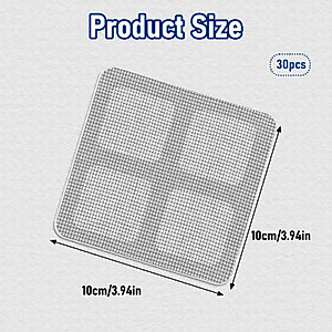 30PCS, 4" X 4" Disposable Shower Drain Hair Catcher Mesh Stickers, Bathroom Sink Drain Strainer, Tub Drain Hair Catcher for Human and Pet Hair, Bathroom, Laundry, Bathtub, Kitchen