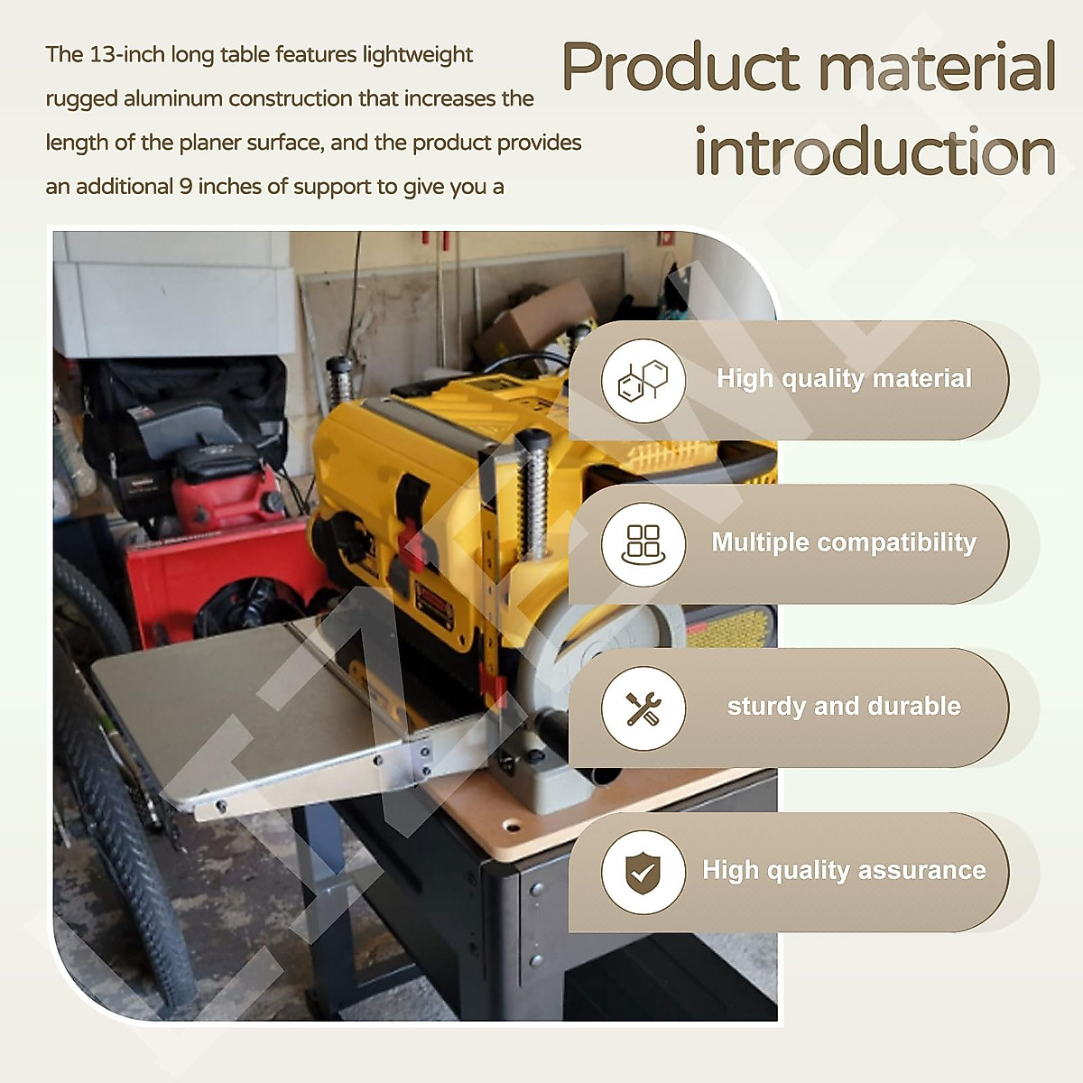 DW7351 13" Planer Folding Table Accessory Set of 2 - Offers Additional 9-Inch Support on Each Side for Enhanced Stability, Compatible with DEWALT DW735 Planer, Includes 5140008-16 Replacement Hardware