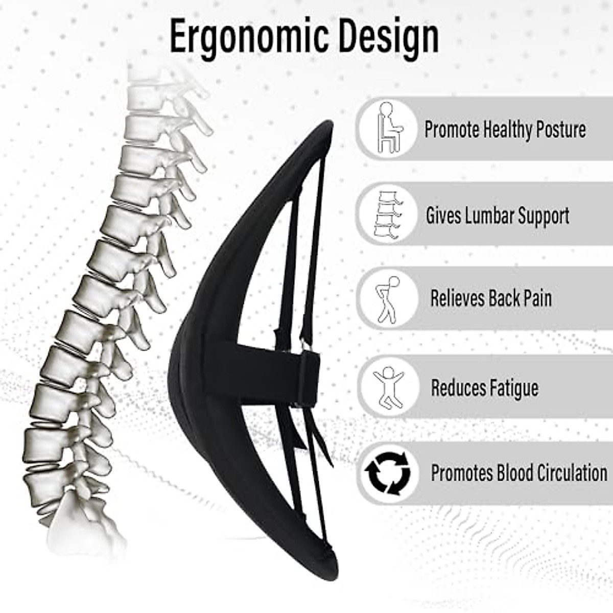 SANHSEHOME Lumbar Support Back Support for Office Chair 2 Pack Lumbar Support Pillow for Car Chair Back Support with Triple Layer Mesh & Adjustable Straps
