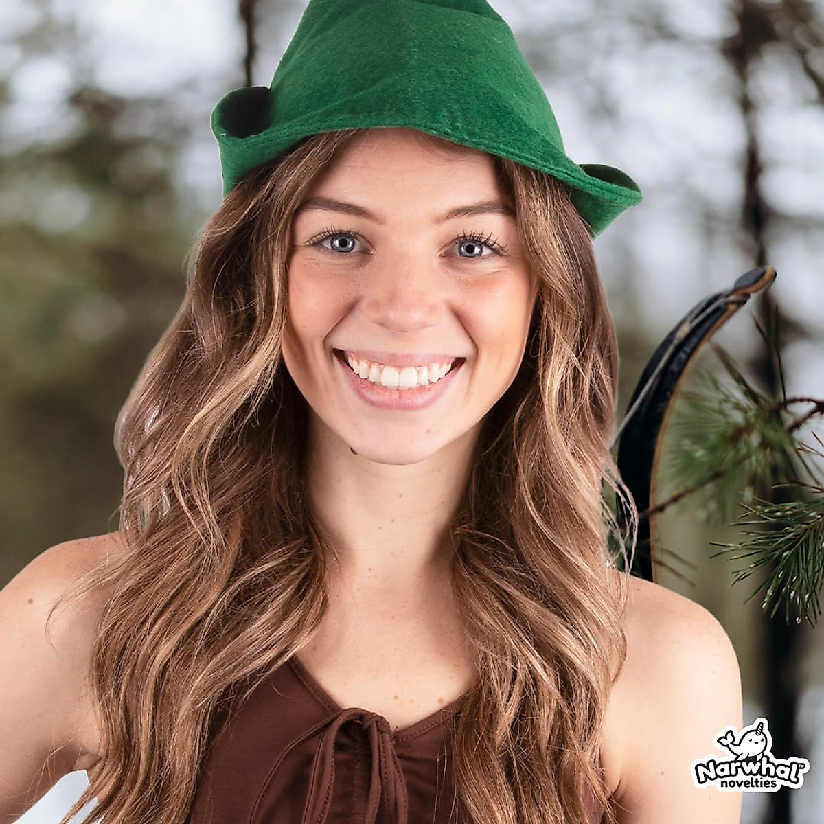 Narwhal Novelties Robin Hood Hat – Green Felt Peter Pan Hat Disney – Fairy Gnome Pinocchio Hat Costume for Kids & Adults – Alpine German Tyrolean Bavarian Hats with Removable Feather