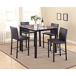 Roundhill Furniture Citico Metal Counter Height Dining Table with Laminated Faux Marble Top