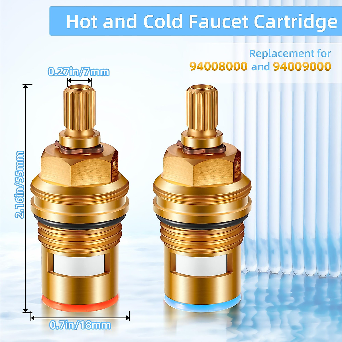 Dreyoo Hot Cold Faucet Cartridge Replacement Compatible with hansgrohe Basic Set, Axor Carlton, Citterio, Steel and Terrano Valves, 1 Inch Turn Flow Cartridge Replacement for 94008000 94009000