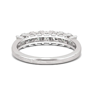Charles & Colvard Created Moissanite 3mm Princess Cut Wedding Band for Women | 1.26 cttw DEW | Lab Grown | Solid 14K White Gold with Rhodium | Size 9