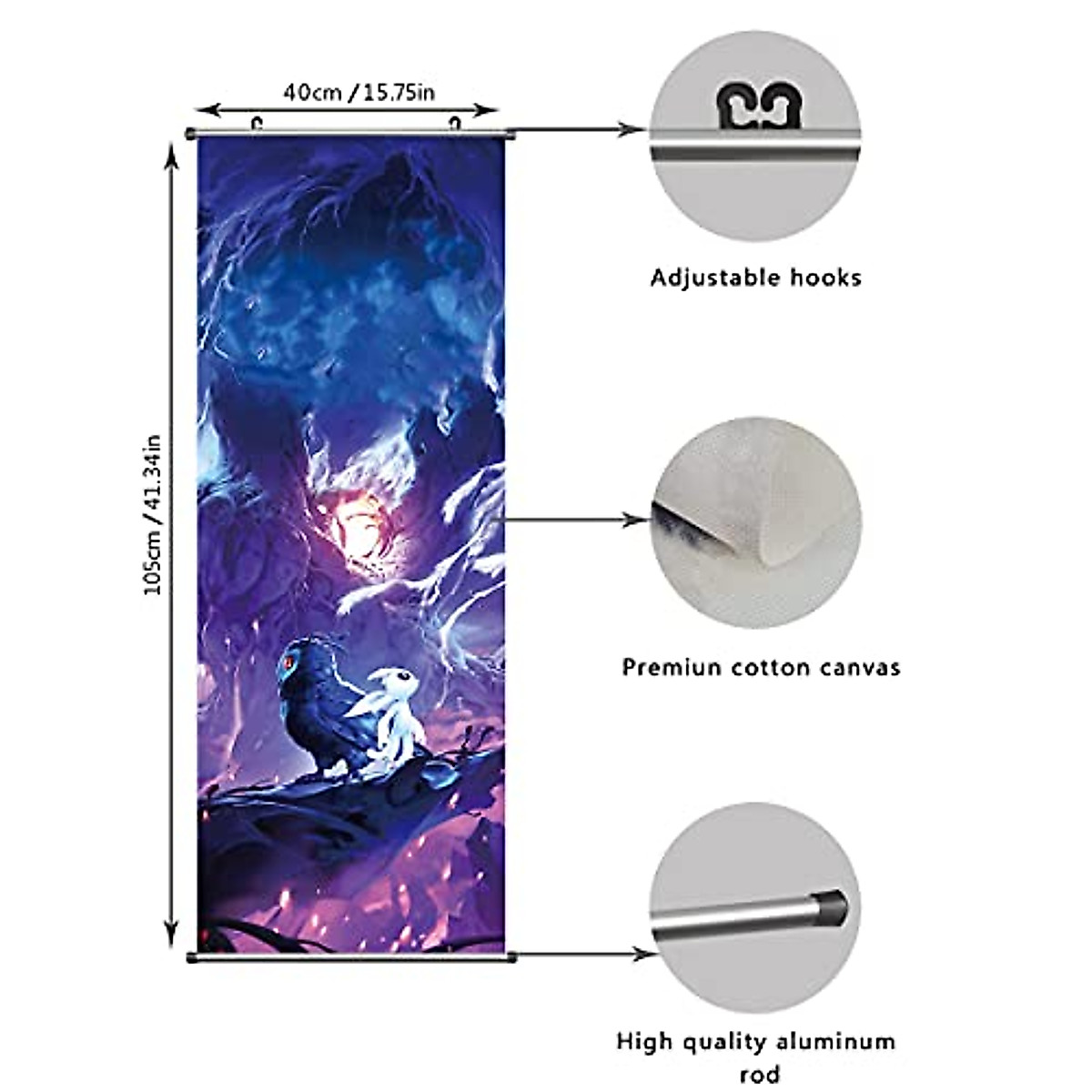 Anime Scroll Poster - Fabric Prints 100 cm x 40 cm | Premium and Artistic Anime Theme Gift | Japanese Game Hanging Wall Art Room Decor