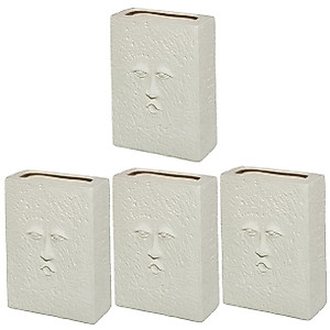 Levemolo 4pcs Face Chopstick Holder 1 Gallon Glass Jar with Lid Silverware Pickle Jar with Strainer Flip Cutlery Flatware Holder Ceramic Utensil Container Ceramics Spoon Rest White