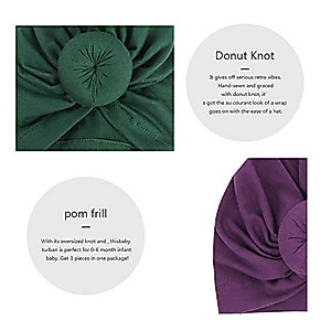 DRESHOW BQUBO 5 Pieces Baby Turban Hats Turban Bun Knot Baby Infant Beanie Baby Girl Soft Cute Toddler Cap