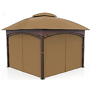 Gazebo Universal Replacement Privacy Curtain 4-Panels sidewall with Zipper (ONLY Curtain) (10' x 12', Khaki)