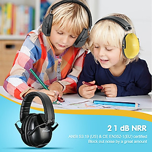 ProCase Kids Ear Protection, 21NRR Noise Cancelling Headphones for Kids Hearing Protection Safety Earmuffs for Autism, Sport Games, Concerts, Fireworks -Black