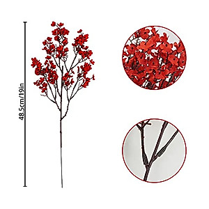 Uieke 6 Pcs Babys Breath Artificial Flowers Bulk Silk Red Faux Flowers Real Touch Gypsophila Bouquet for Christmas Halloween Home Wedding Decoration