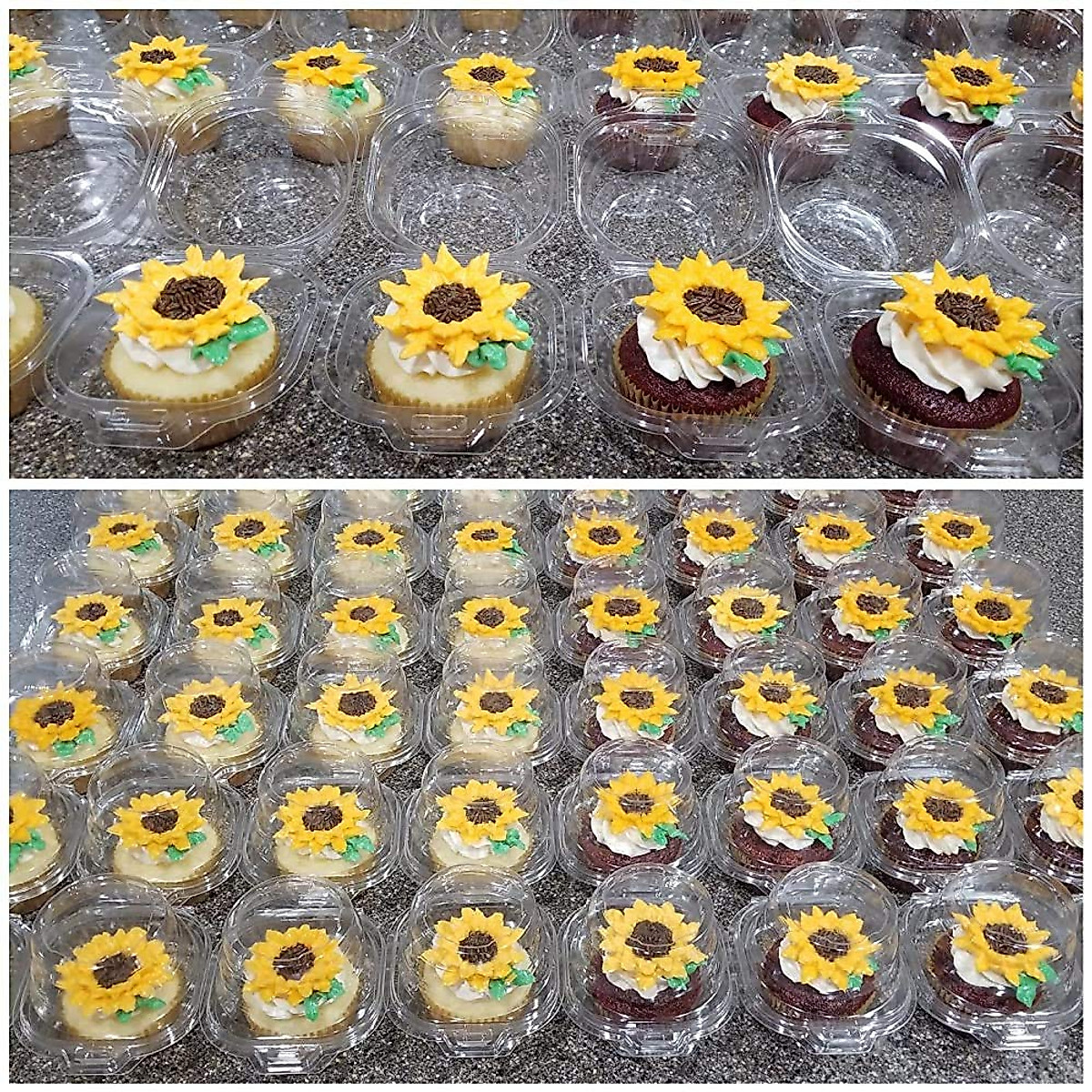 Hedume 120 Pack Individual Cupcake Container, BPA-Free Clear Plastic Single Deep Dome Stackable Individual Cupcake Box for Wedding, Party