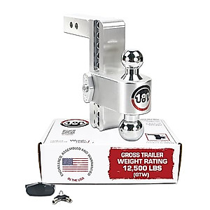 Weigh Safe 180 Hitch - Adjustable Trailer Hitch Ball Mount - 8" Adjustable Drop Hitch for 2" Receiver - Heavy Duty Aluminum Trailer Tow Hitch w/ Chrome Plated Tow Balls (2" & 2 5/16") - 12,500 GTW