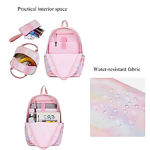 LANSHIYA Kids 3 Piece Backpack Set Girls Lightweight Bookbag Elementary School Bag with Lunch Bag