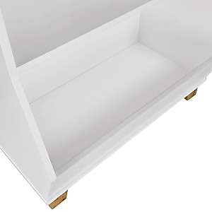 RiverRidge Kids Bookshelf Toy Storage Organizer with 2 Cubbies & Spacious Bin White Playroom Toy Organizer and Cubby Storage