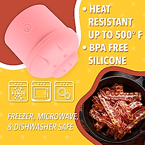 Extra Large Pink Pig-Shaped Grease Container - Novelty Bacon Grease Container With Strainer - Cute Silicone Grease Jar to Dispose or Store Drippings - Kitchen Grease Container - Giftable Grease Can