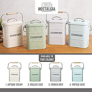 KitchenCraft Living Nostalgia Kitchen Compost bin Made of Metal, Steel, Green