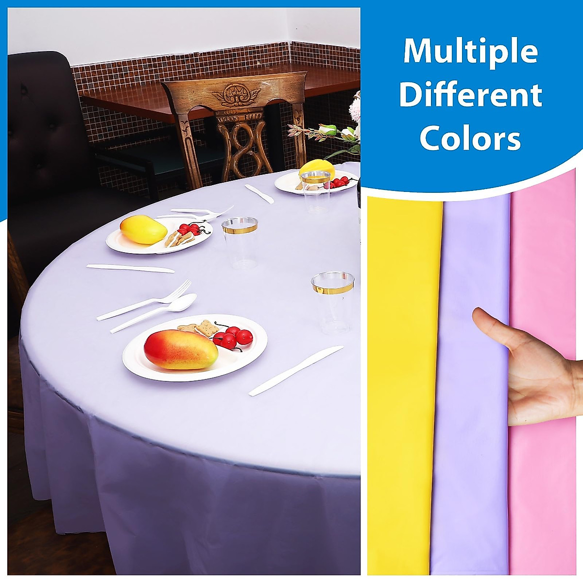 EDI Disposable Tablecloth 12 Packs (Assorted Colors, Round)