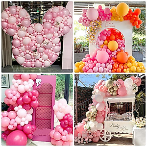 RUBFAC Pink Balloons 129pcs Light Pastel Pink Balloon Different Sizes 18 12 10 5 Inch for Garland Arch Birthday Party Baby Shower Gender Reveal Wedding Anniversary Easter Decoration