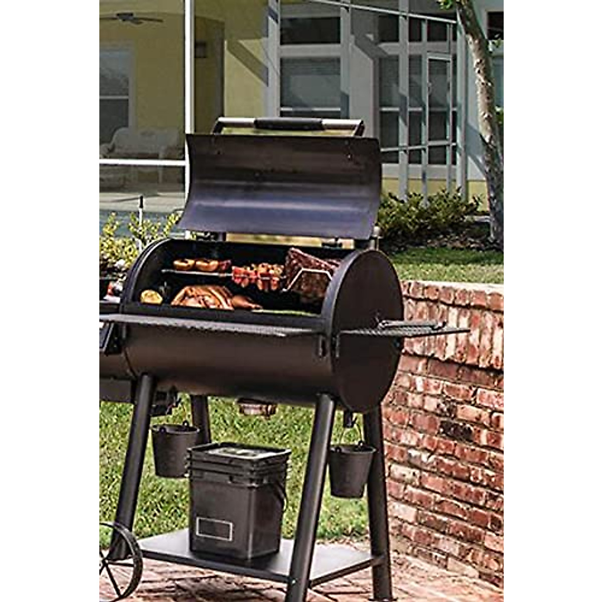 BBQ Pellet Smoker Grill Black Grease Drip Metal Bucket with 10 Pack Disposable Foil Liner for Traeger Grills Wood Pellet Models, for Camp Chef, for Louisiana, for Pit Boss Wood Pellet Grills