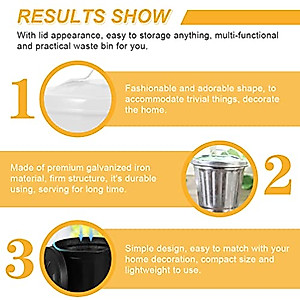 NUOBESTY 3pcs Mini Desktop Wastebasket with Lid Garbage Trash Can Metal Rubbish Bin with Lid Office Countertop Trash Can Mini Planter Pail for Garden Plants