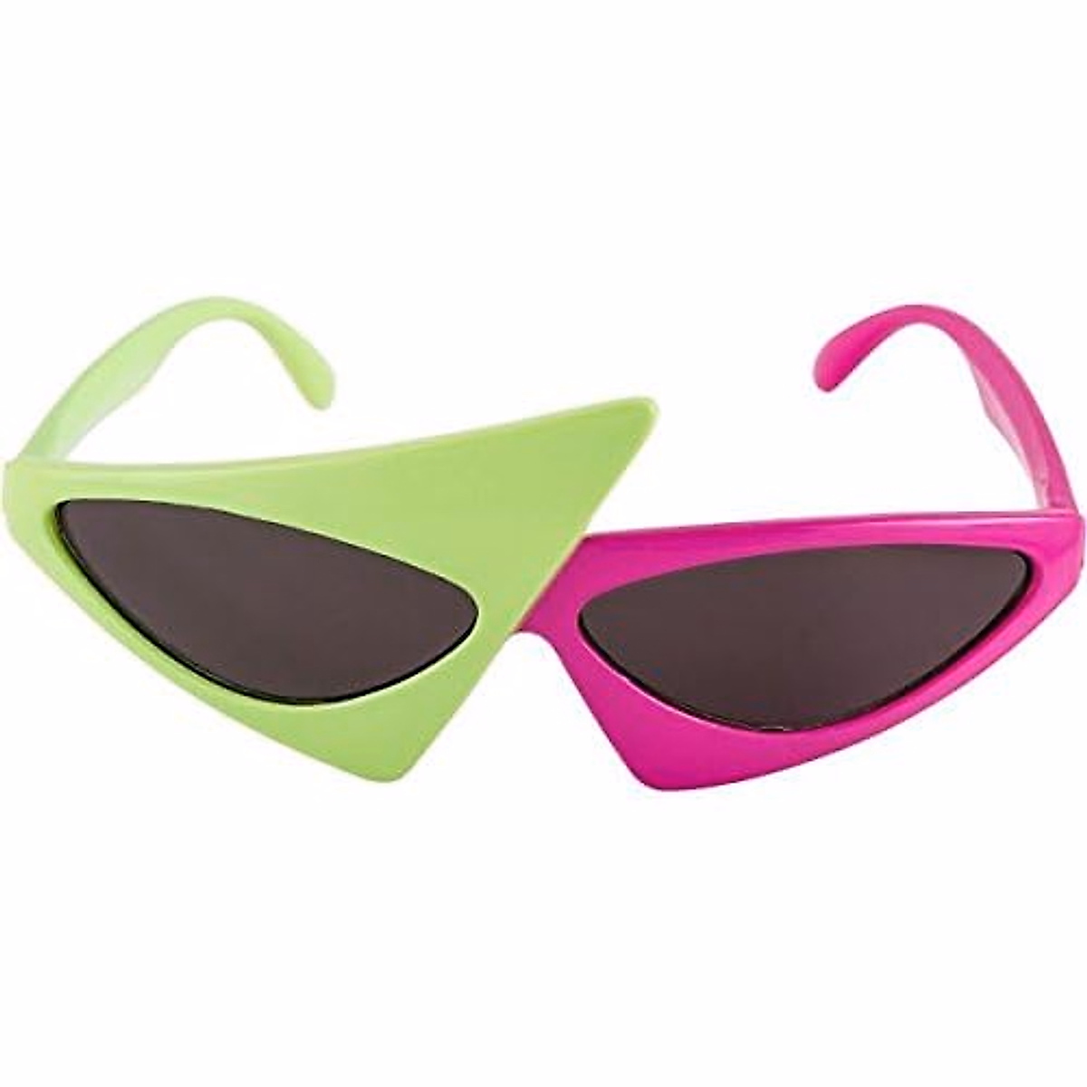 Quirky Green & Purple Plastic Asymmetric Glasses - 1 Pc. - Stand Out & Fashionable Eyewear - Ideal for Unique Costumes & Parties