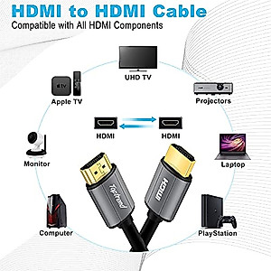 Toptrend 4K HDMI Cable 12ft, CL3 Rated 18Gpbs High Speed HDMI 2.0 Cable Supports 1080p, 3D, 2160p, 4K 60Hz UHD, HDR, 30AWG HDMI Cord, Compatible with HDTV, Xbox, Blue-ray Player, PS3, PS4, PC