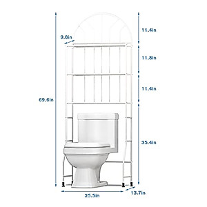 Majzya Over The Toilet Storage, Bathroom Organizer, 3-Tier Bathroom Shelf Space Saver, Freestanding Bathroom Toilet Storage Rack Cabinet Shelves, White