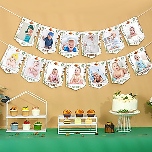 Cowboy 1st Birthday Photo Banner, Western Cowboy Cowgirl Themed Growth Record Photo Banner from Newborn to 12 Months, Monthly Milestone First Bday Party Decorations Supplies…