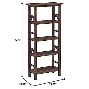 Linon Home Dcor Linon Titan, Antique Tobacco Bookcase, 24.57"w x 12.2"d x 54.45"h,
