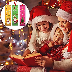 72 PCS Christmas Holiday Bookmarks Christmas Bookmarks Bookmarks for Students Xmas Bookmarks with Santa Snowman Reindeer Christmas Tree Design Christmas Bookmarks for Kids
